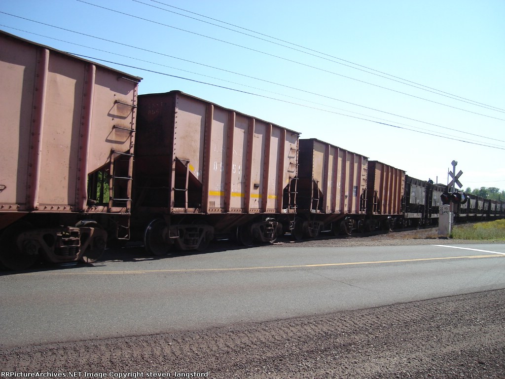 Loaded ORE CARS LEAVEING THE YARD
